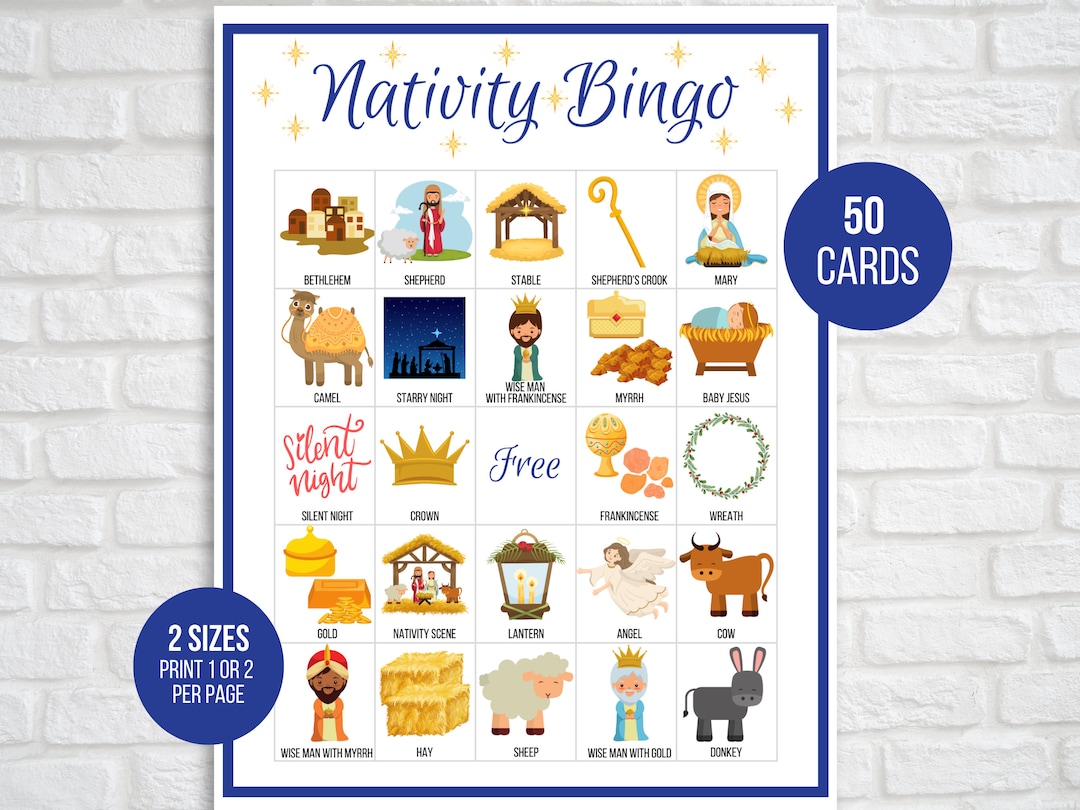 Nativity Bingo, 50 Nativity Bingo Cards, Christmas Bingo, Christmas ...
