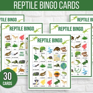 Reptile Bingo, 30 Printable Reptile Bingo Cards, Reptile Party Game ...