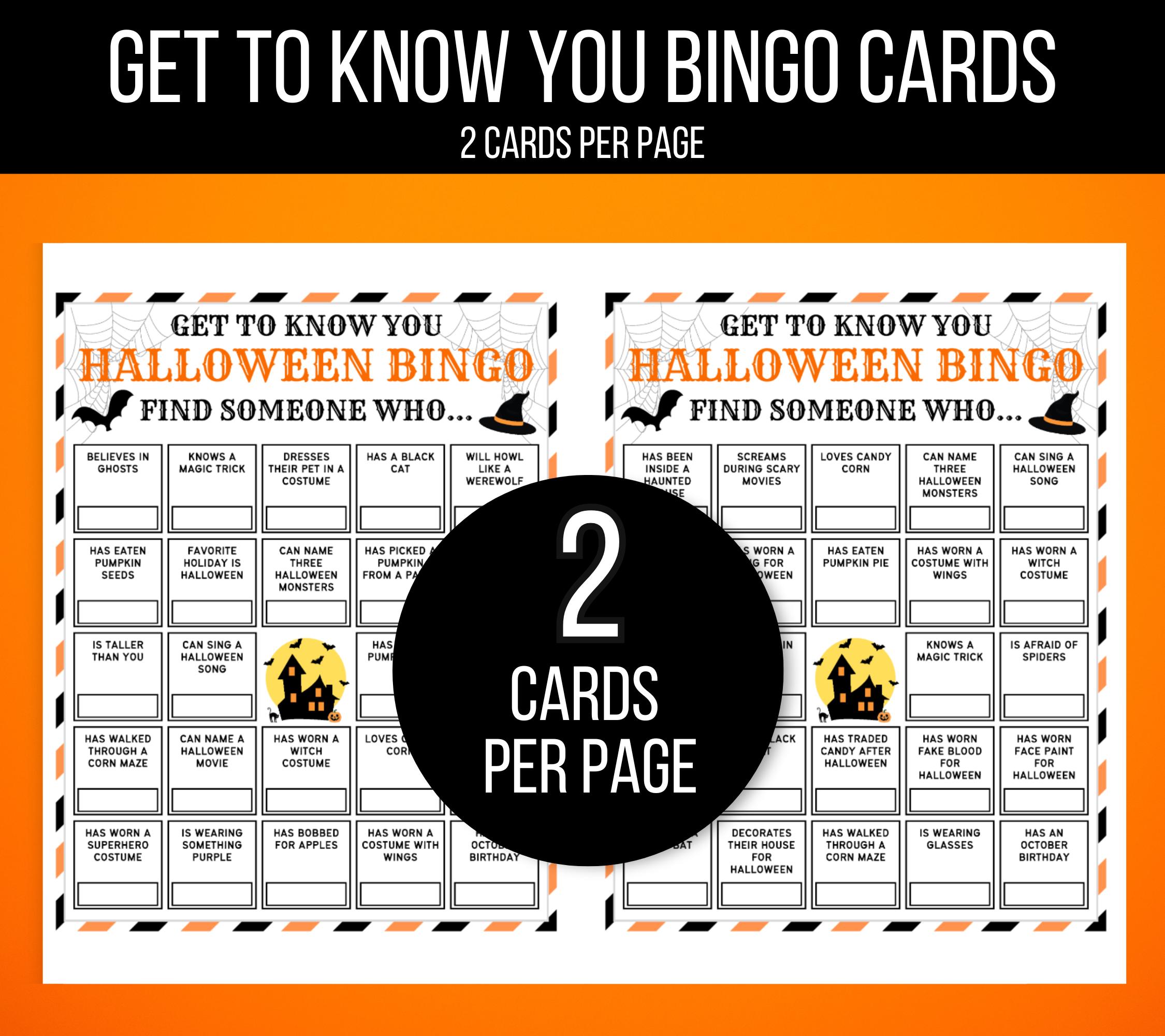 Halloween Get to Know You Bingo, Halloween Bingo, Halloween Games, Find ...