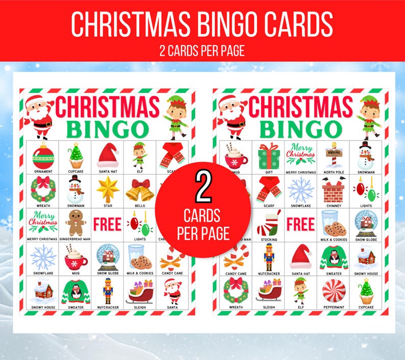 Christmas Bingo, 50 Christmas Bingo Cards, Christmas Activity, Kids ...