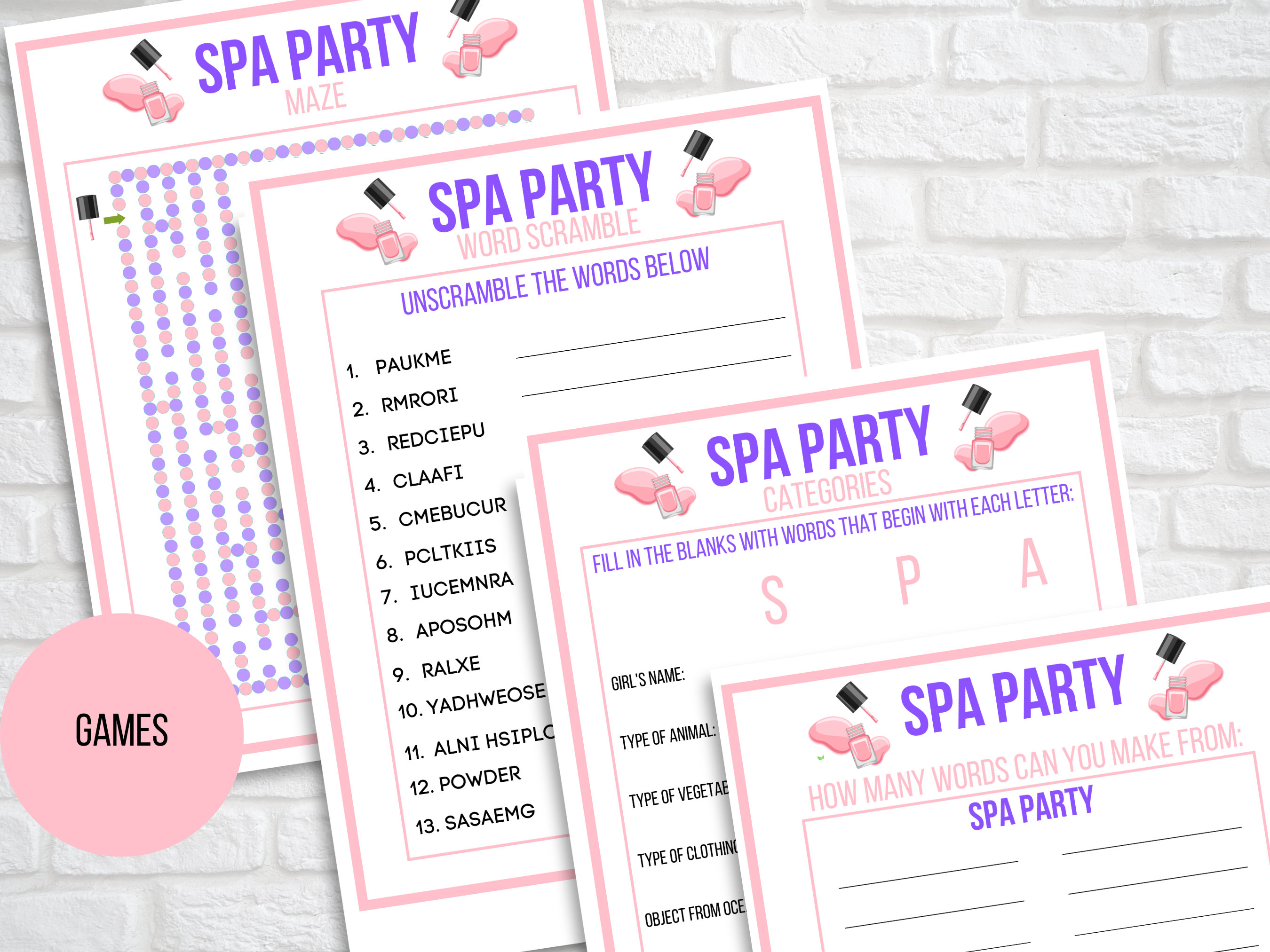 Spa Party Games Printable Spa Party Activities Girls Spa - Etsy UK