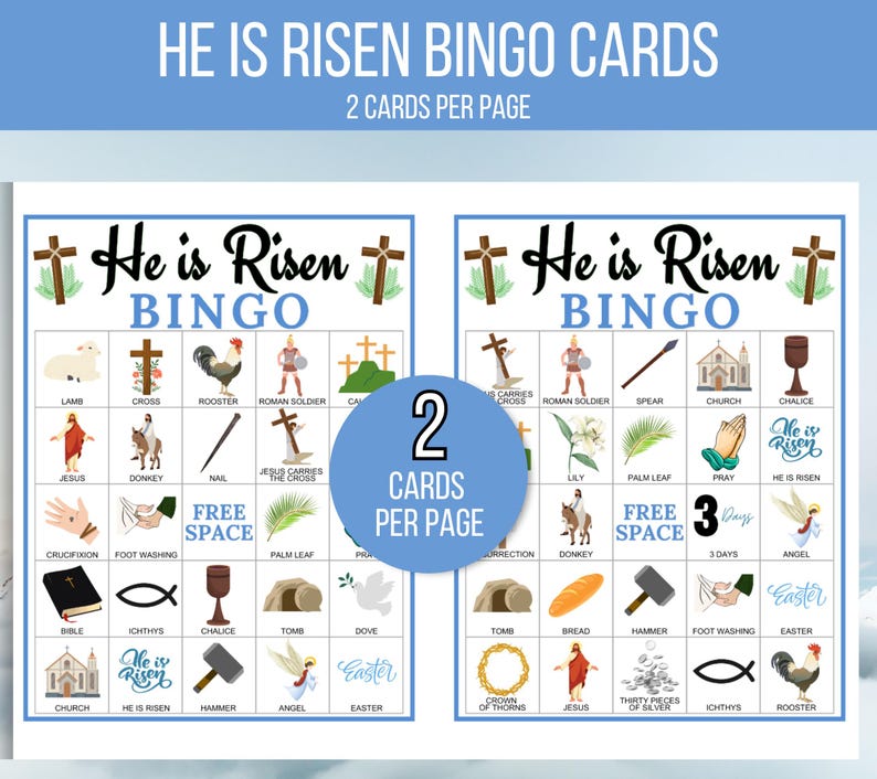 Resurrection Bingo, 50 Easter Bingo Cards, Easter Bible Bingo ...