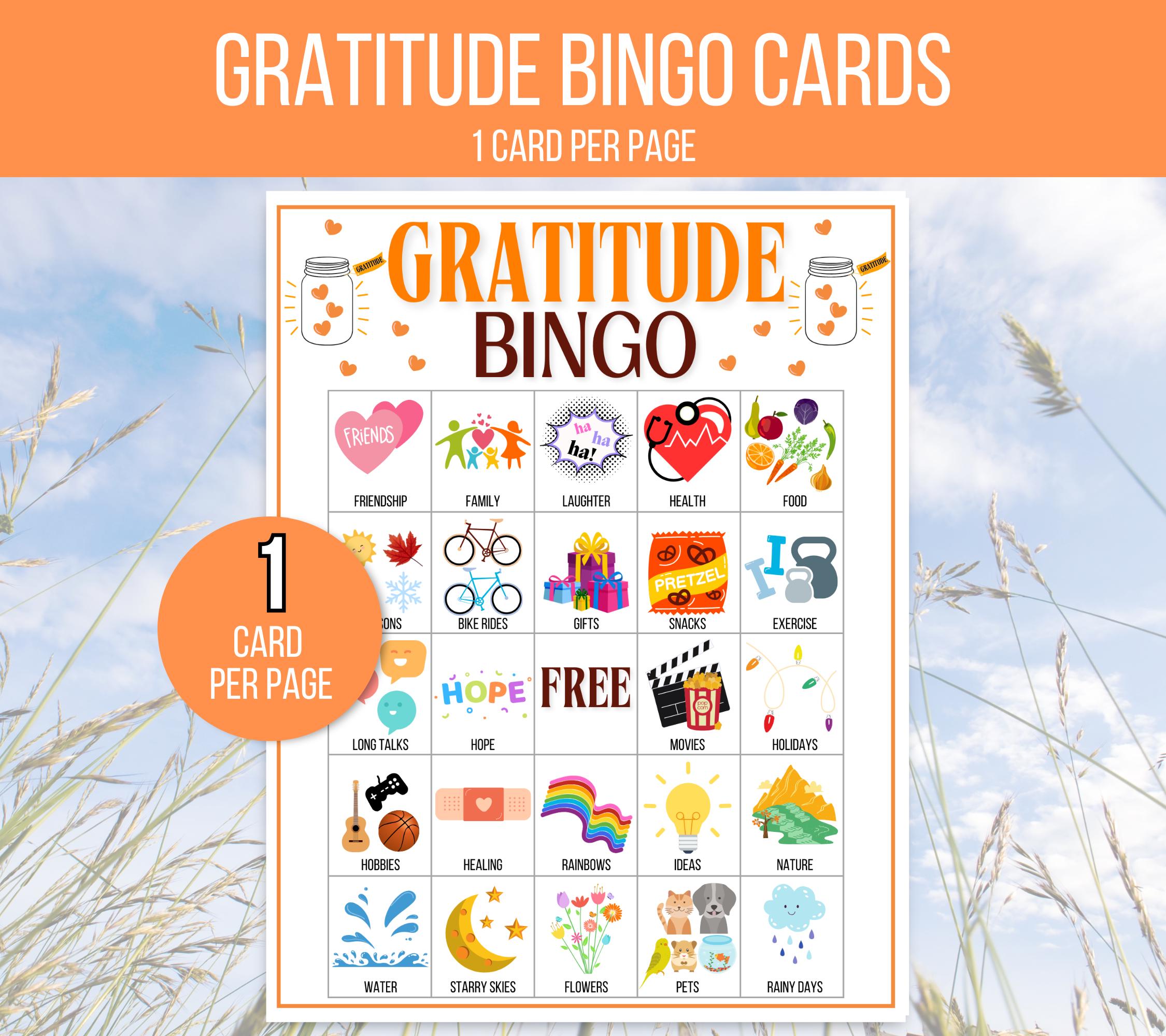 Gratitude Bingo, 30 Thanksgiving Bingo Cards, Thanksgiving Games ...
