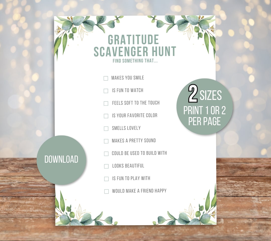Gratitude Scavenger Hunt, Gratitude Scavenger Hunt for Kids, Gratitude ...