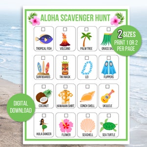 Aloha Scavenger Hunt, Printable Aloha Party Game, Aloha Birthday, Aloha ...