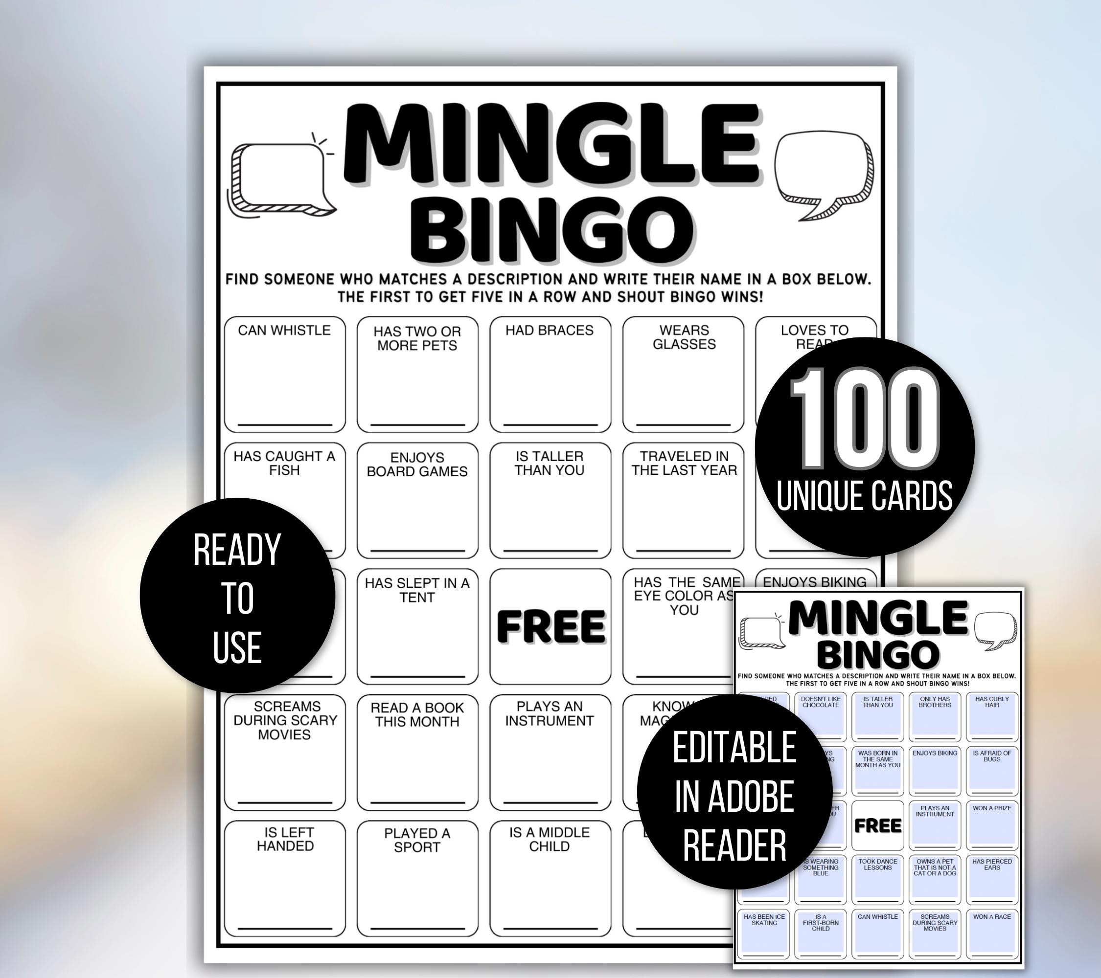 Mingle Bingo, Get to Know You Bingo, Find Someone Who Bingo, Find the ...