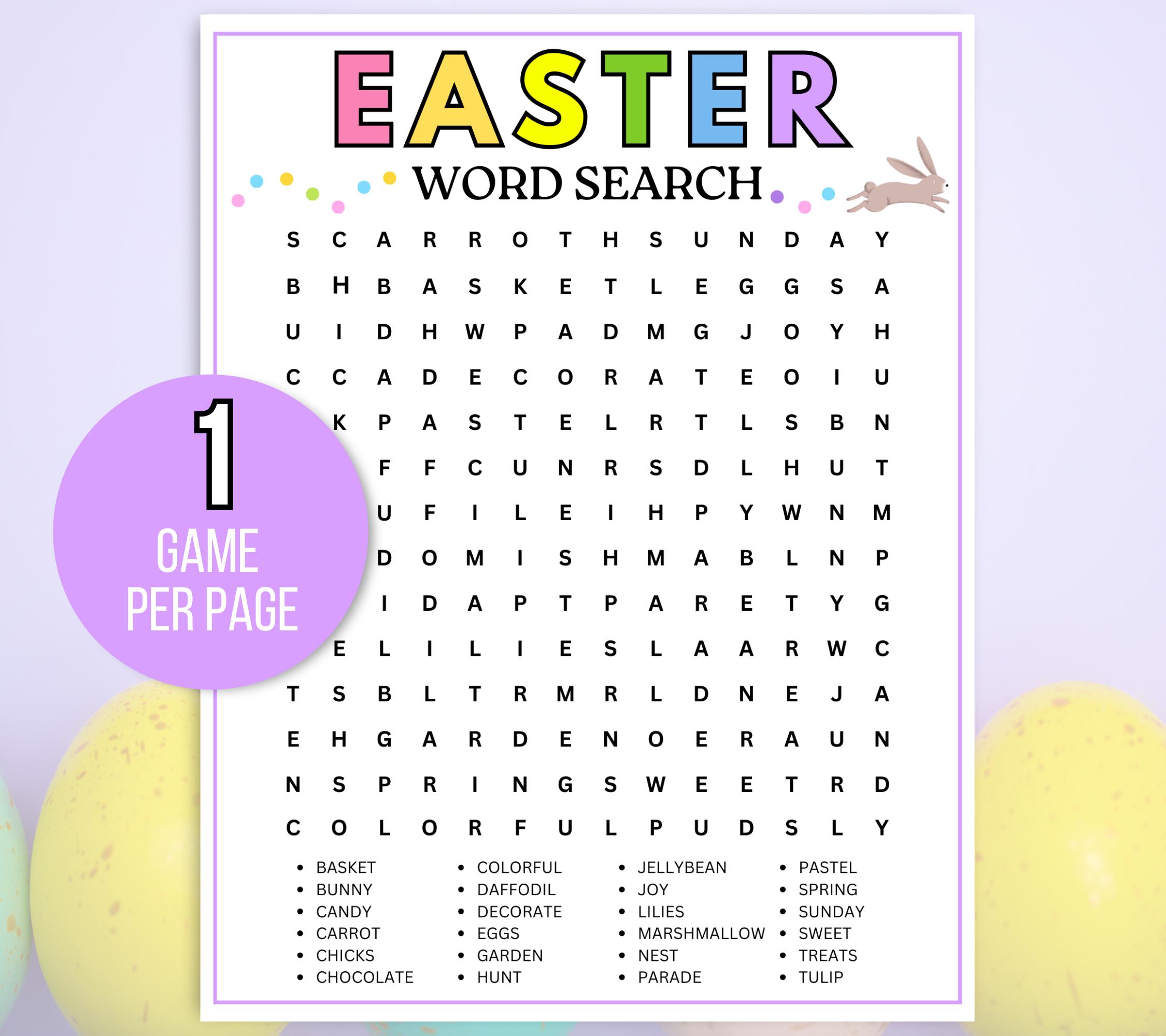 Easter Word Search, Fun Easter Game, Printable Easter Game, Easter Game ...