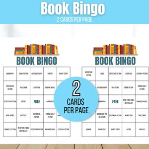 Book Bingo, 50 Book Club Bingo Cards, Book Bingo for Adults, Book ...