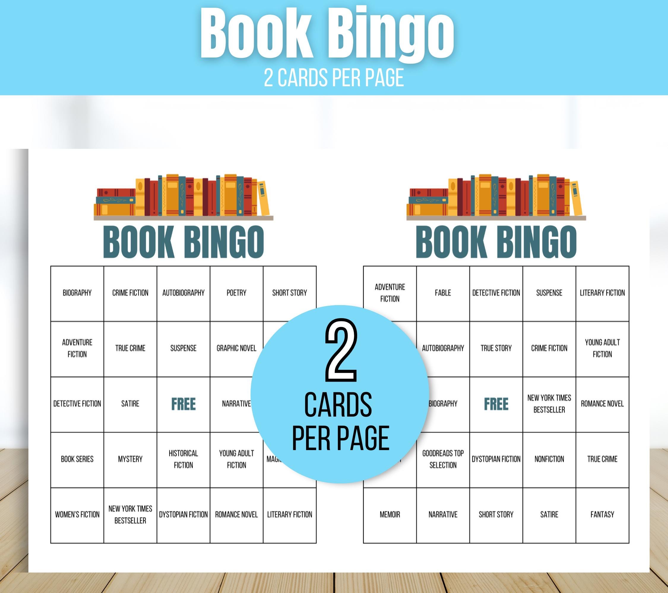 Book Bingo, 50 Book Club Bingo Cards, Book Bingo for Adults, Book ...