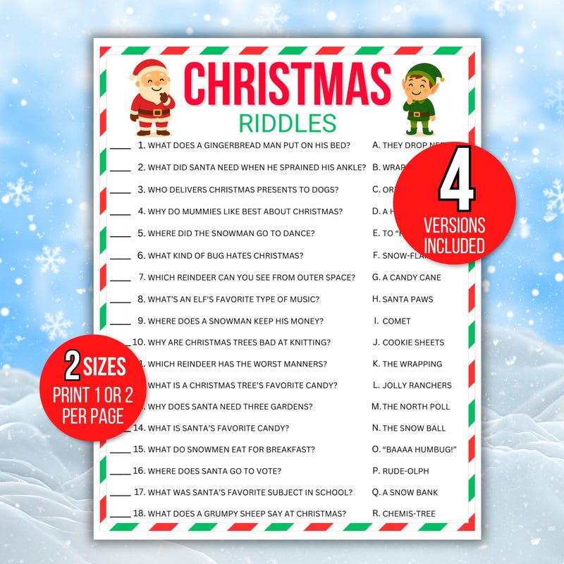 Christmas Riddles for Adults - Etsy Canada