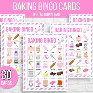 Baking Bingo, 30 Printable Baking Bingo Cards, Baking Birthday, Baking ...