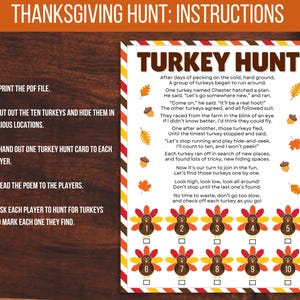 Thanksgiving Scavenger Hunt, Turkey Hunt Game, Thanksgiving Treasure ...