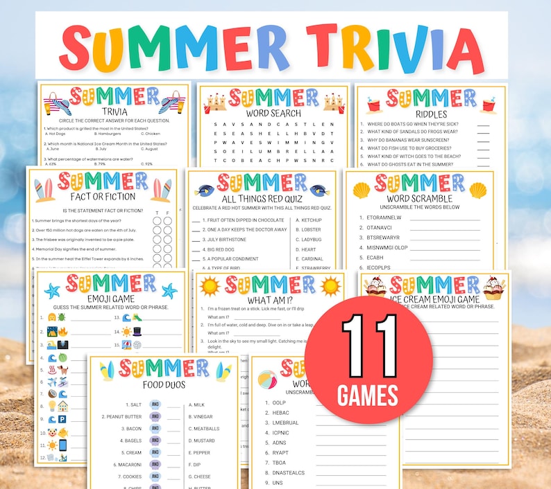 Summer Trivia Games, Summer Activities, Summer Party Games, Summer Game ...