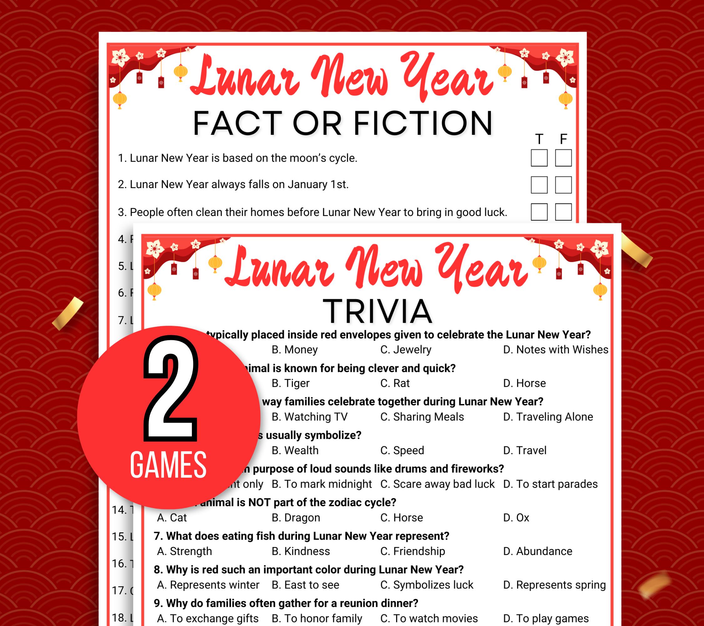 Lunar New Year Trivia Games, Lunar New Year Games, Lunar New Year ...