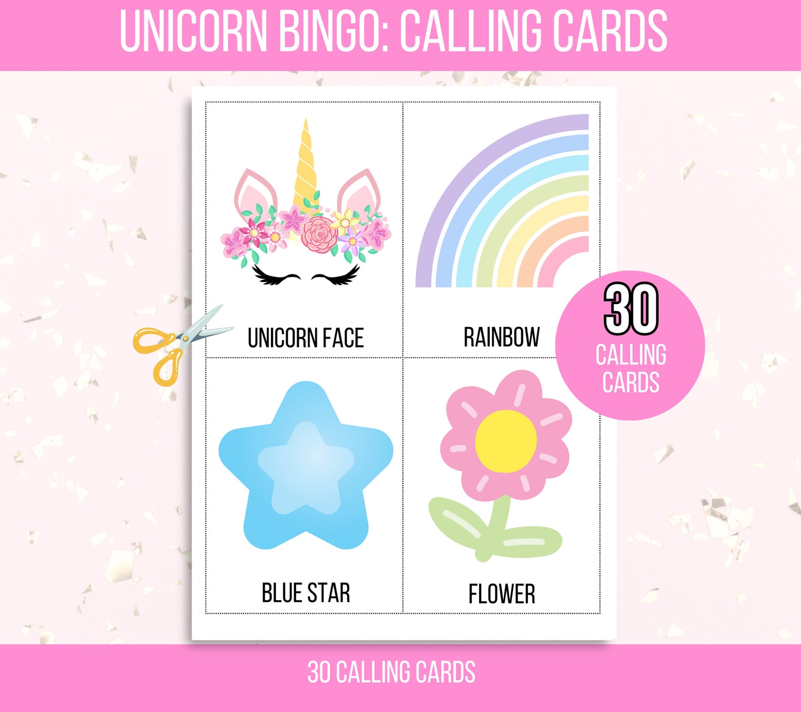 Unicorn Bingo, 30 Printable Unicorn Bingo Cards, Unicorn Birthday ...