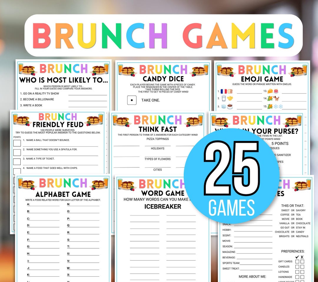Brunch Party Games, Brunch Games, Icebreaker Table Games, Luncheon ...