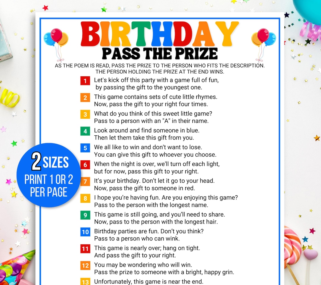 Pass the Gift Game, Birthday Party Game, Teen Birthday Game, Pass the ...