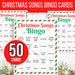 Christmas Songs Bingo, 50 Printable Christmas Songs Bingo Cards ...