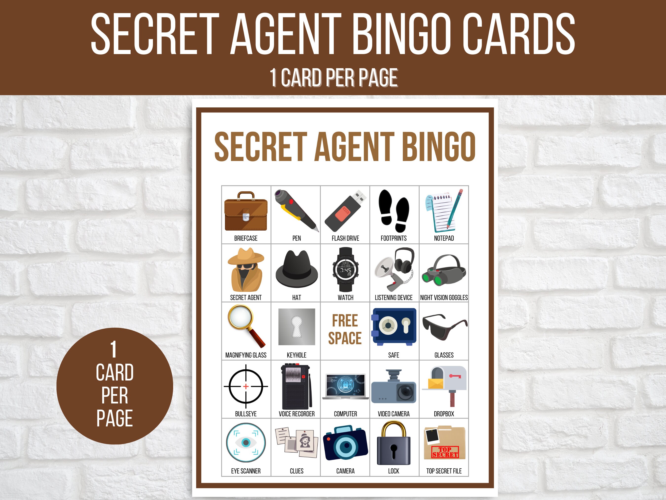Secret Agent Bingo 30 Printable Secret Agent Bingo Cards - Etsy