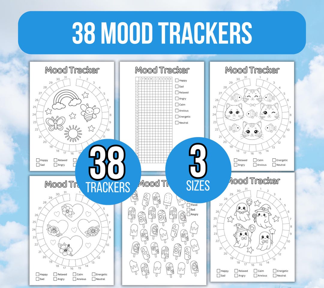 Monthly Mood Trackers Bundle, Mood Tracker Journal, Monthly Mood ...