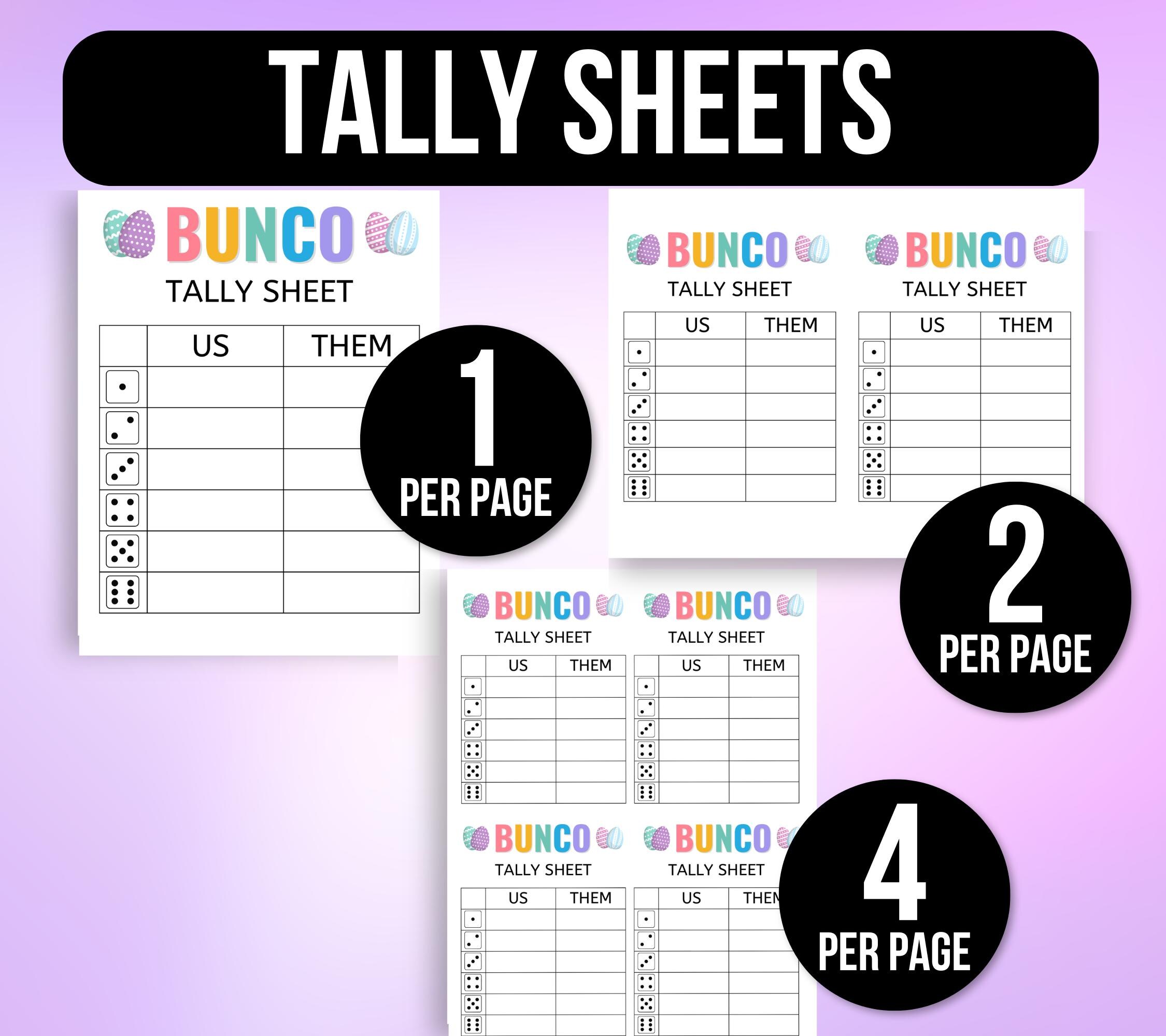 Easter Bunco Score Sheet, Easter Bunco Tally Sheets, Easter Bunco ...