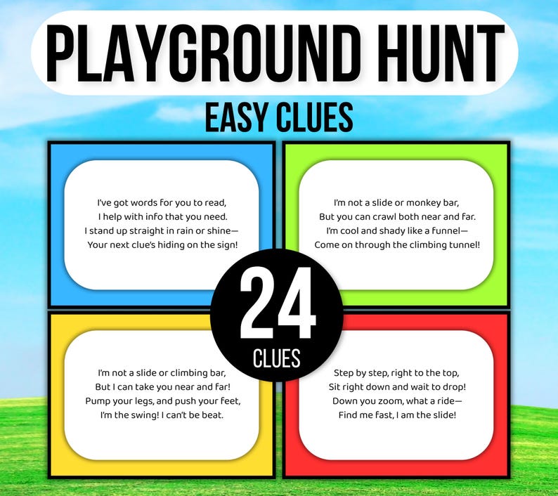 Playground Treasure Hunt, Park Treasure Hunt, Playground Scavenger Hunt ...
