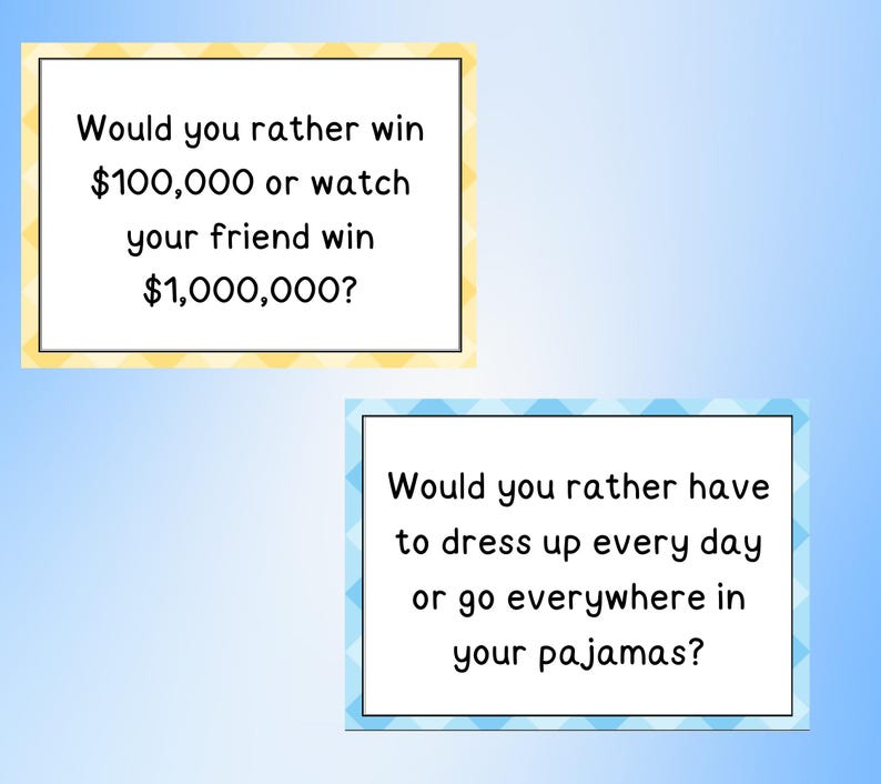 Would You Rather Questions for Kids, Conversation Starters, Road Trip ...
