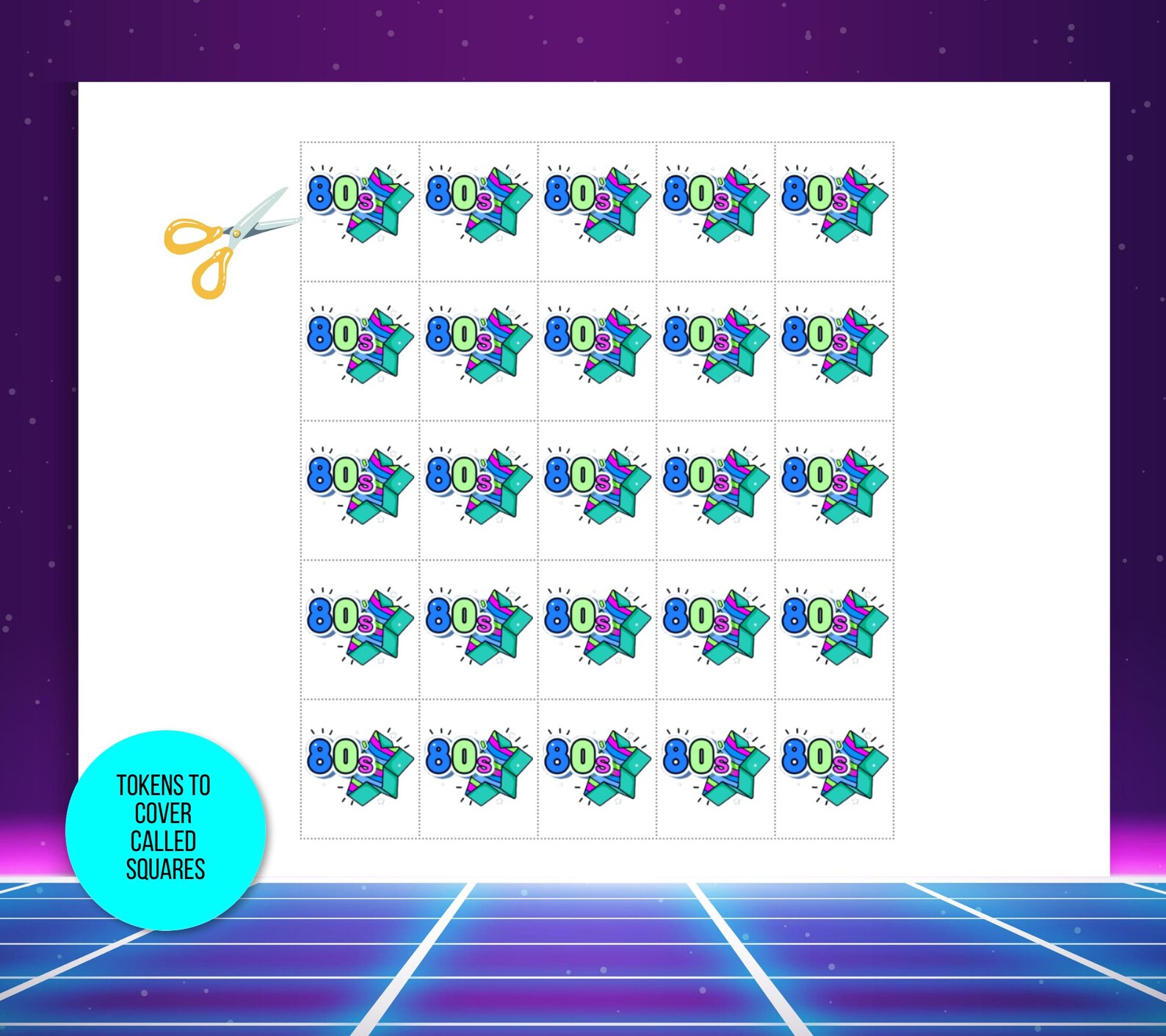 80s Bingo, 80s Song Bingo, 80s Music Bingo, 80s Retro Bingo, 50 ...