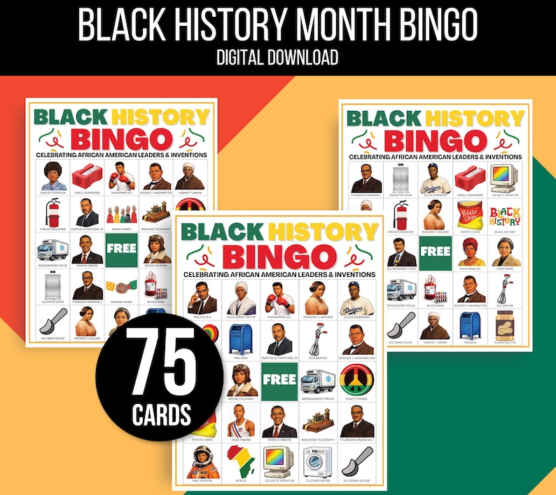 Black History Bingo, Black History Games, Black History Month Bingo, 75 ...