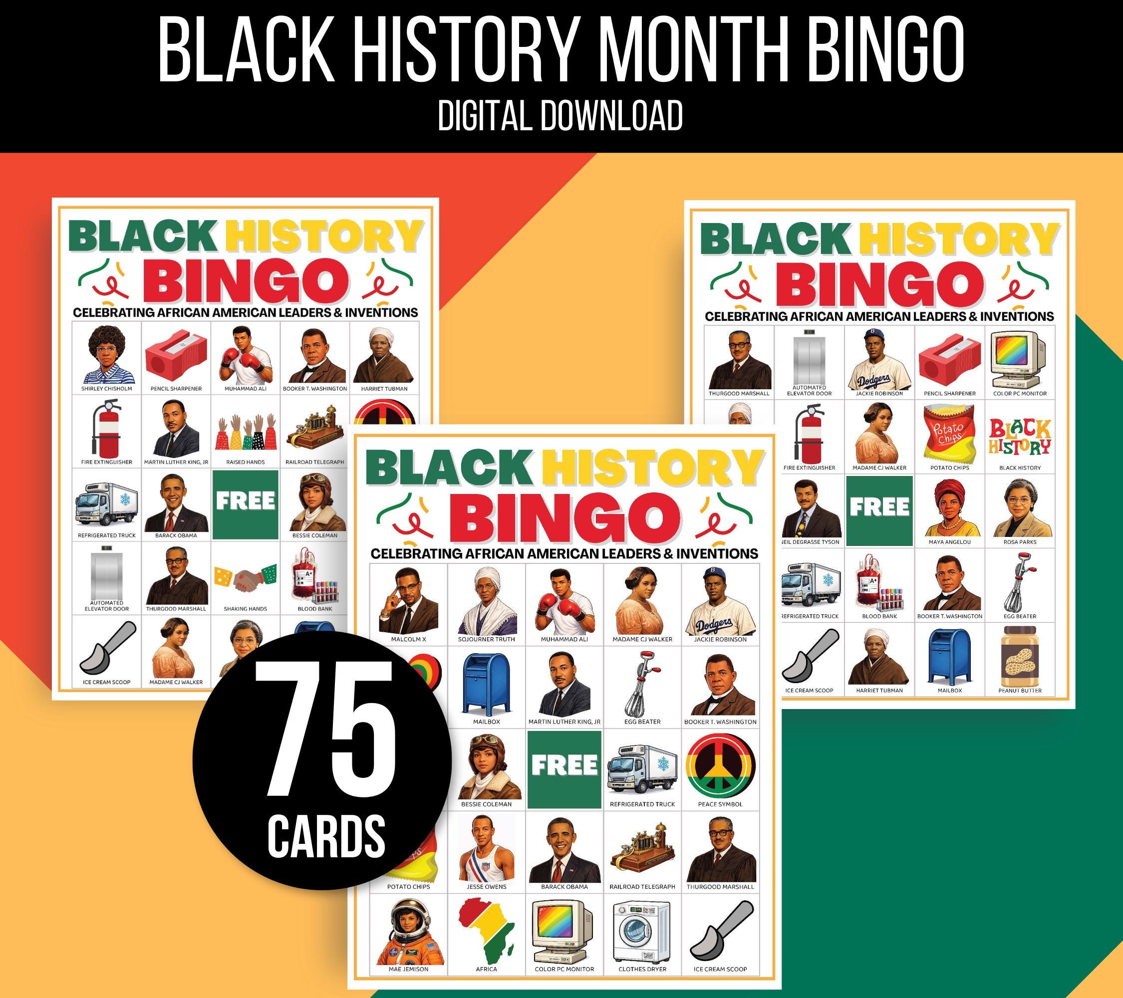 Black History Bingo, Black History Games, Black History Month Bingo, 75 ...