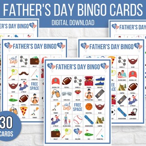 Printable Father's Day Bingo, 30 Father's Day Bingo Cards, Father's Day ...