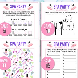 Spa Party Games Printable, Spa Party Activities, Girls Spa Party Games ...