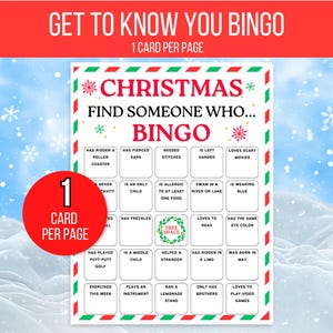 Get to Know You Christmas Bingo, Find the Guest Bingo, Christmas Human ...