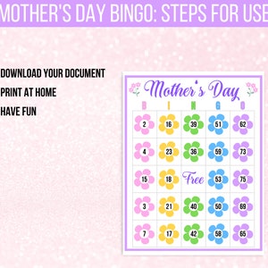 Mother's Day Bingo, 100 Mother's Day Bingo Cards, Mother's Day Activity ...