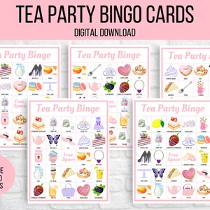 Tea Party Bingo, 40 Unique Printable Tea Party Bingo Cards, Tea Party ...