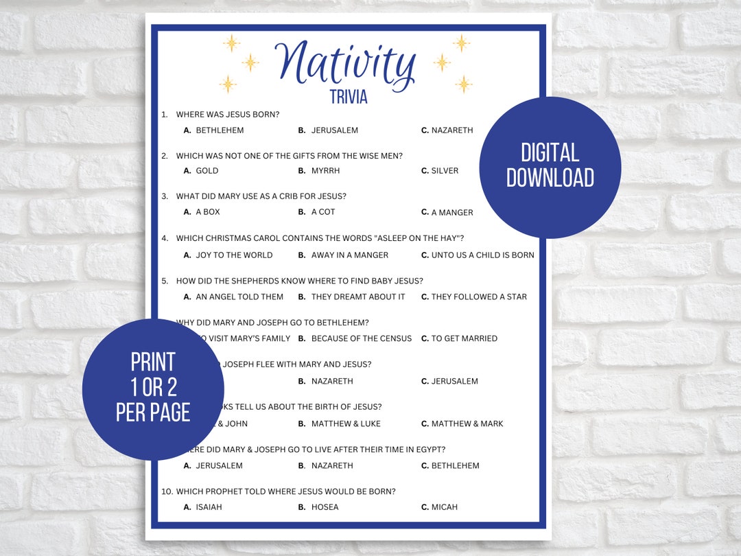 Christmas Bible Trivia Questions, Nativity Trivia, Fun Nativity Game ...