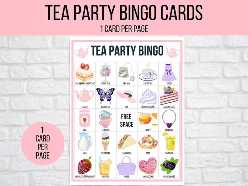 Tea Party Bingo 40 Unique Printable Tea Party Bingo Cards - Etsy
