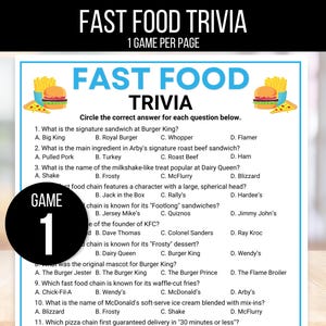 Fast Food Trivia Games, Fast Food Slogan Games, Fast Food Slogan Match ...
