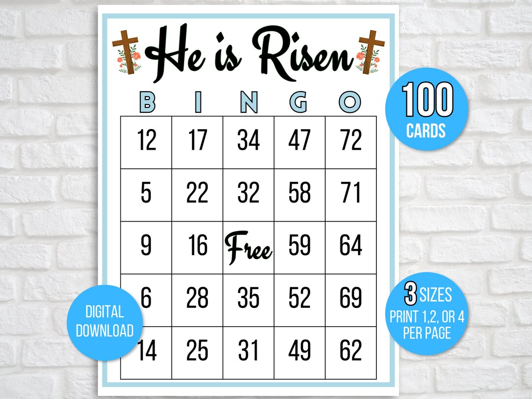 Resurrection Bingo, 100 Easter Bingo Cards, Easter Bible Bingo, Holy ...