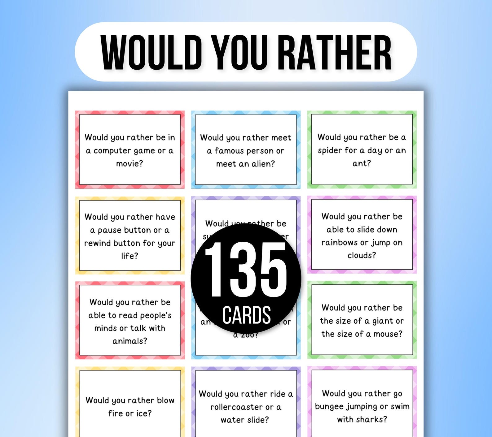 Would You Rather Questions for Kids, Conversation Starters, Road Trip ...