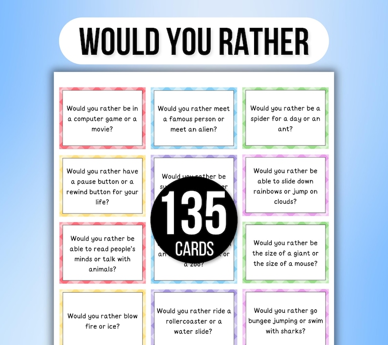 Would You Rather Questions for Kids, Conversation Starters, Road Trip ...