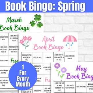 Book Bingo, 12 Monthly Book Bingo Challenges, Book Bingo for Adults ...