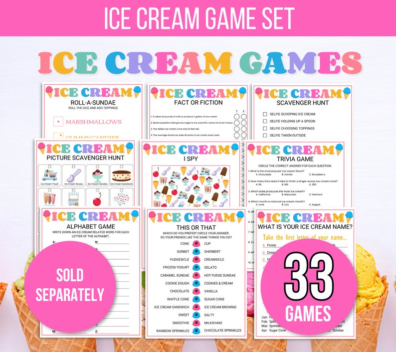 Ice Cream Trivia Game, Ice Cream Game, Ice Cream Social Game,ice Cream ...