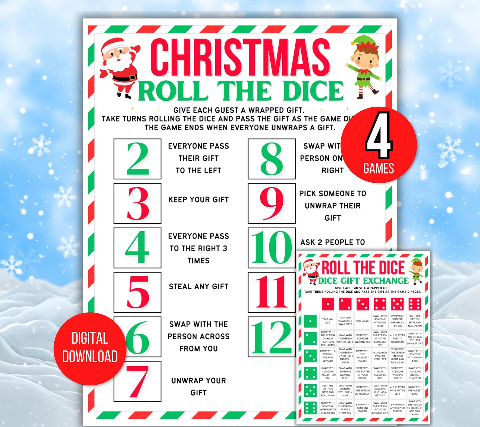 Roll the Dice Holiday Gift Exchange Games, Fun Christmas Games ...