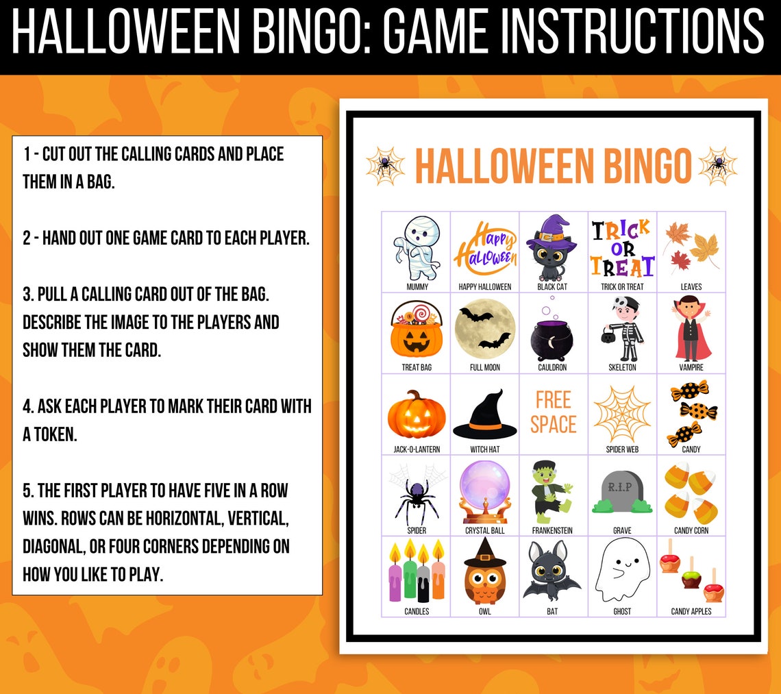 Halloween Bingo, 30 Halloween Bingo Cards, Halloween Activity, Kids ...