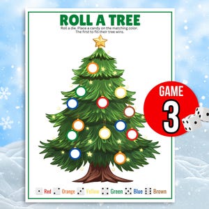 Roll a Christmas Tree Game Printable, Roll a Snowman, Roll a Dice ...