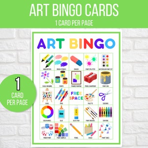 Art Bingo, 30 Printable Art Bingo Cards, Art Game, Art Party Game, Art ...