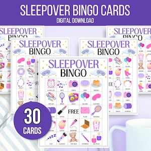 Sleepover Bingo, Sleepover Game, Slumber Party Bingo, Pajama Party ...