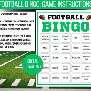 Football Bingo, 50 Unique Printable Football Bingo Cards, Football Game ...