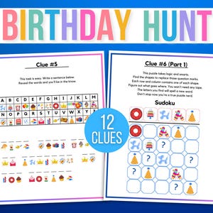Indoor Birthday Treasure Hunt for Older Kids, Birthday Scavenger Hunt ...
